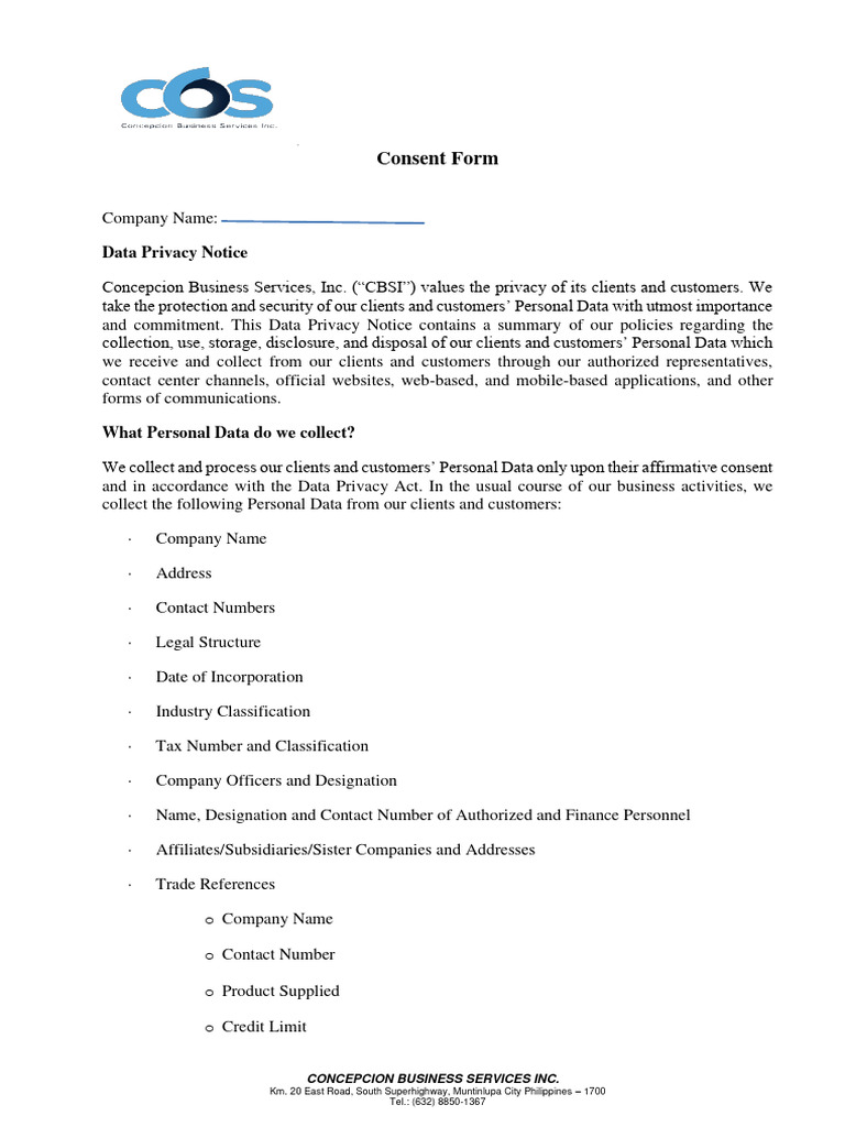 CBSI Consent Form | PDF | Privacy | Information Privacy