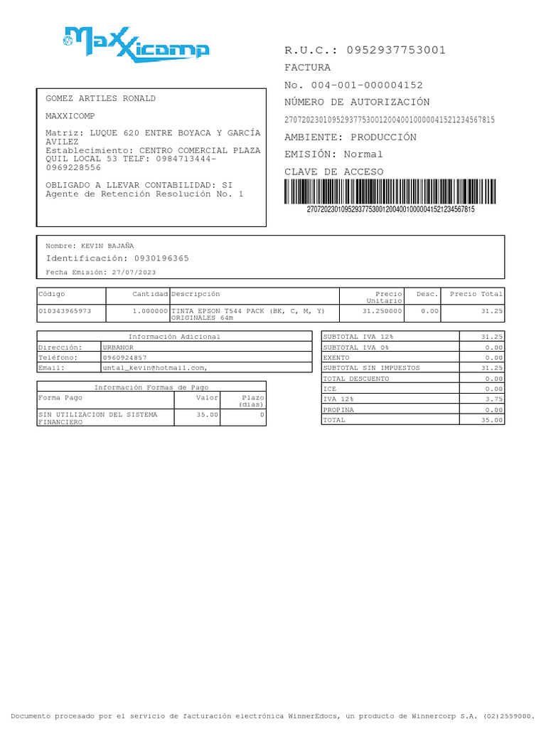 Factura Tinta | PDF | Factura | Economias
