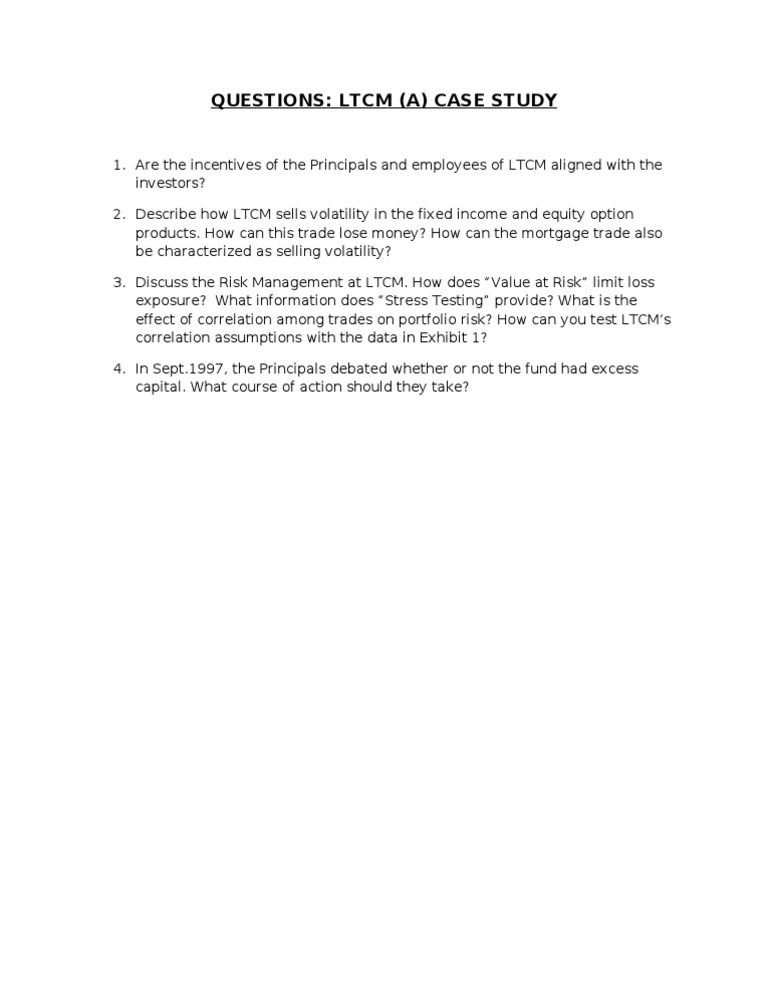 Questions LTCM Case Study | PDF | Finance & Money Management