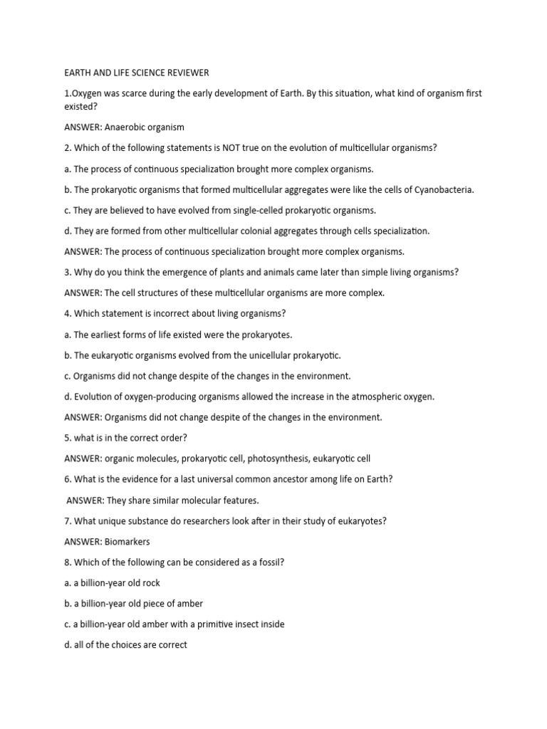 Earth and Life Science Review Guide | PDF | Organisms | Sexual Reproduction