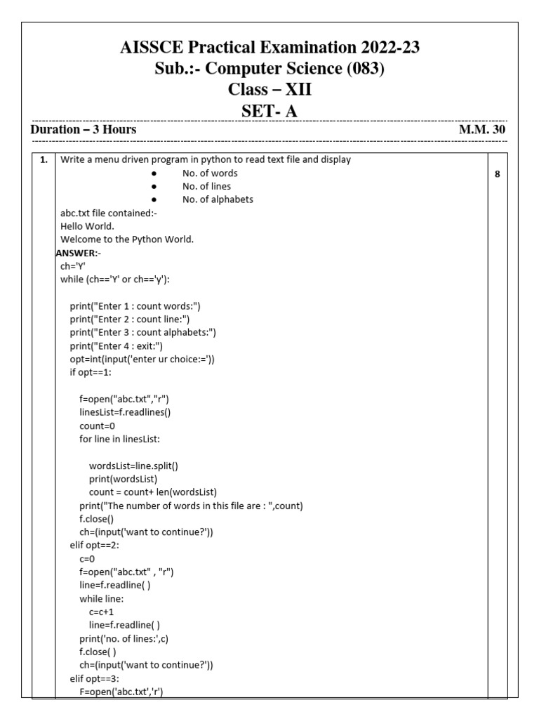 Class 12 Computer Science Exam | PDF | Databases | Computing