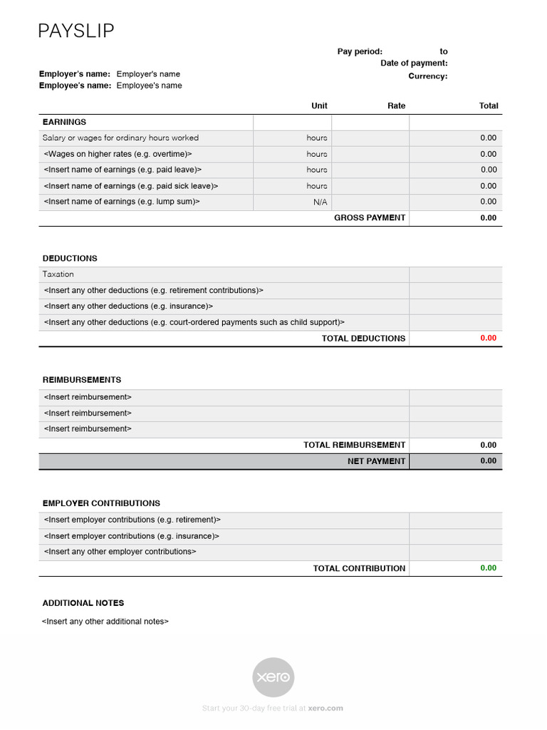 Comprehensive Payslip Template | PDF