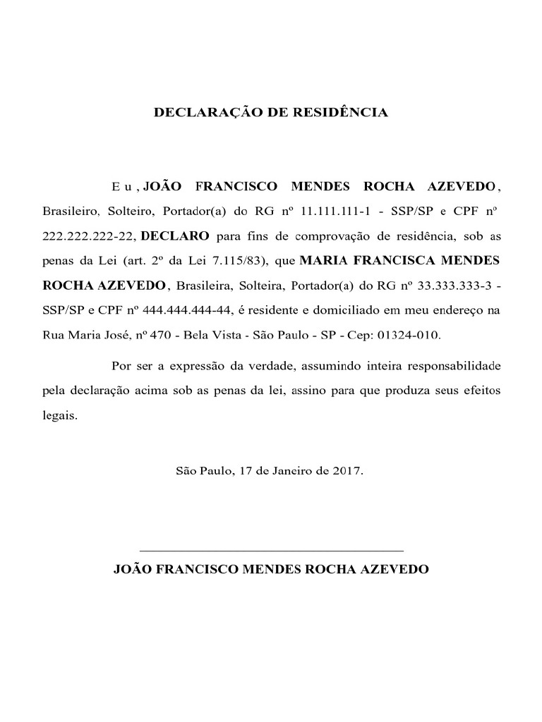 Modelo de Comprovante de Residência | PDF