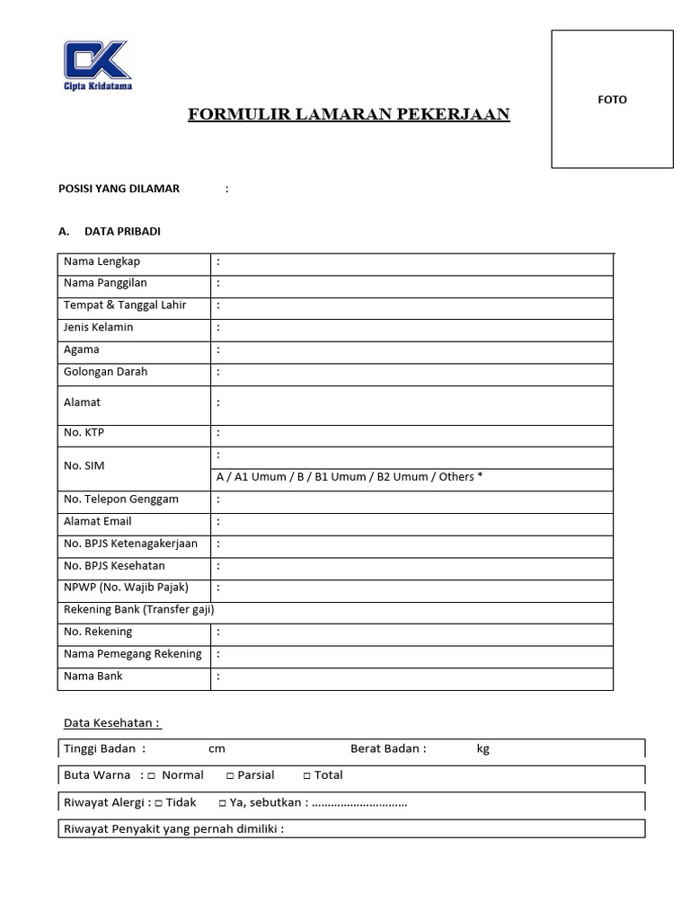 Candidate Application Form CK | PDF