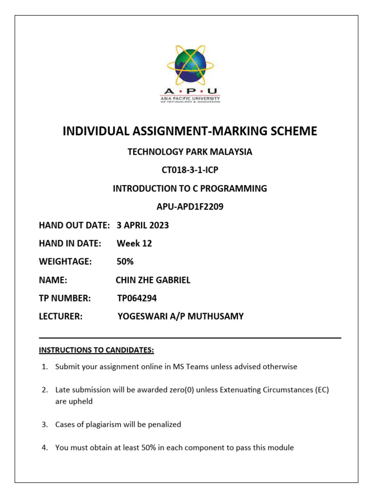Individual Assignment C Programming Pdf Computer Programming Text File
