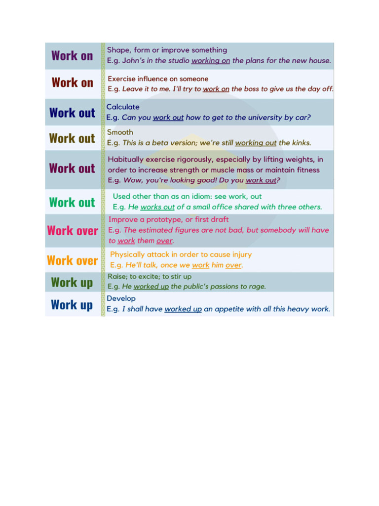 Work Verbs Phrasal | PDF
