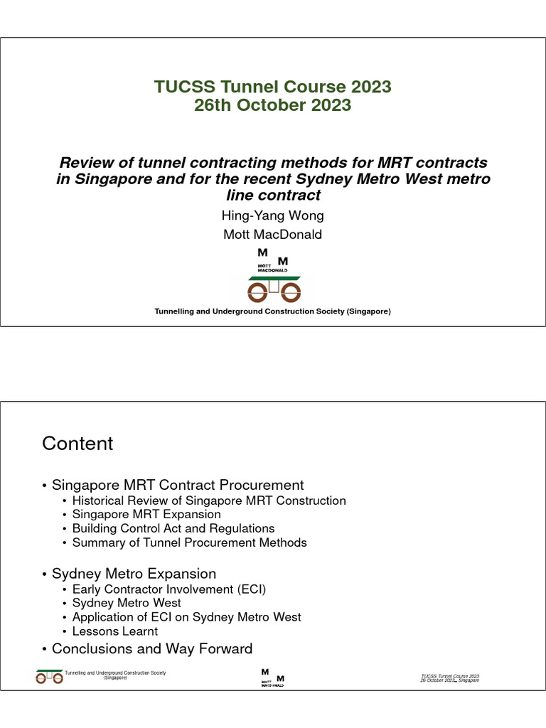 Review of Tunnel Contracting Methods For MRT Contracts | PDF | Rapid Transit | Procurement