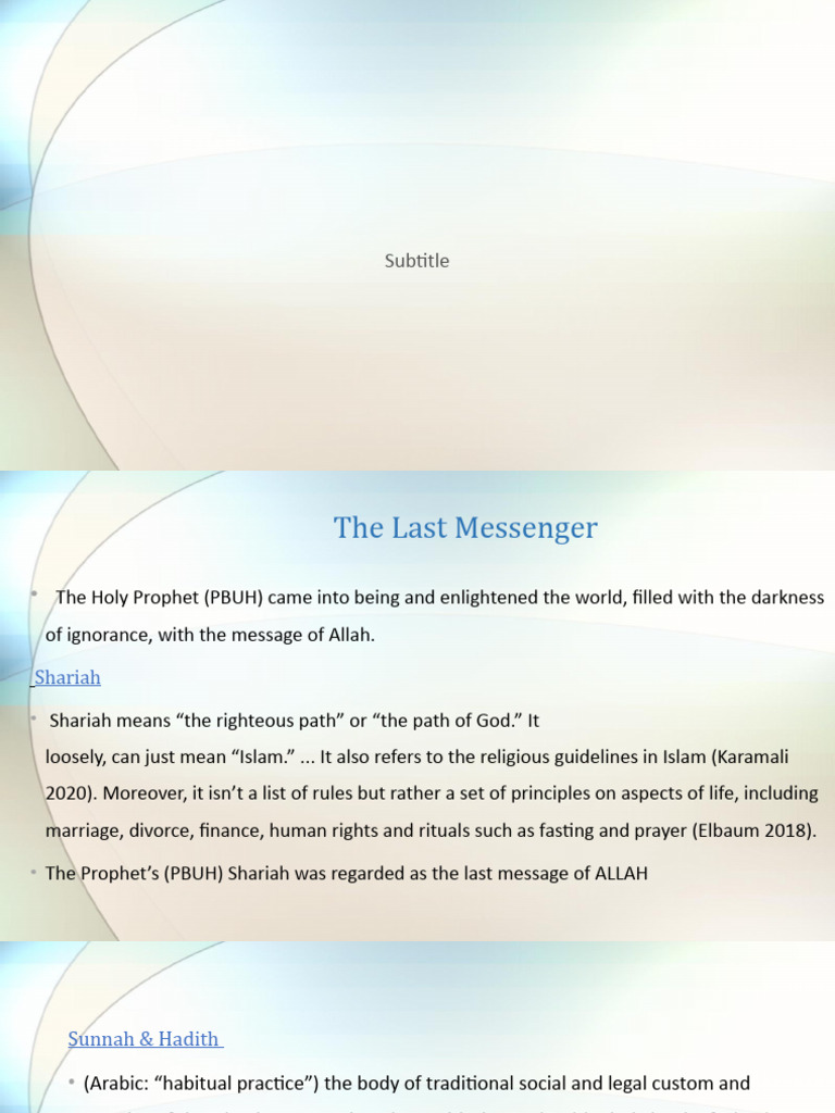 Islamiat Presentation | Download Free PDF | Muhammad | Sharia