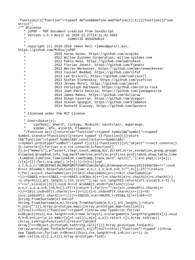 JSPDF Min Js | Download Free PDF | Information Technology | Software Development