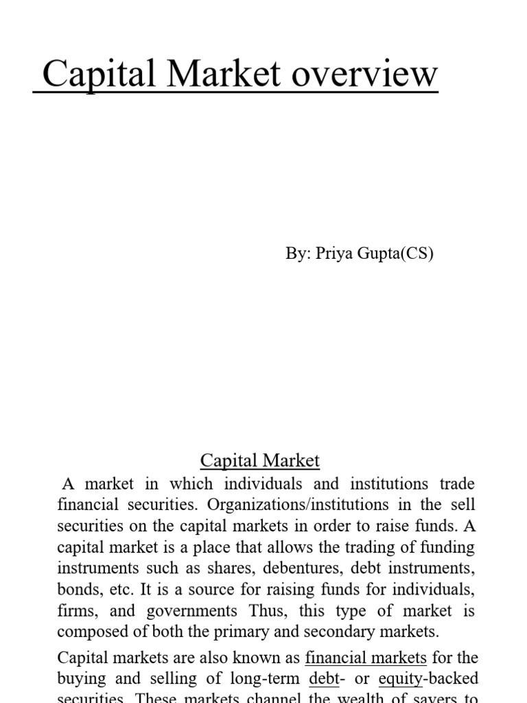 Capital Market Overview | PDF | Stocks | Financial Markets