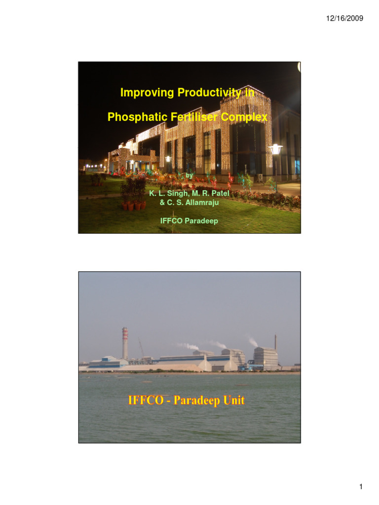 IFFCO Improving Productivity in Phosphatic Fertilizer Complex | PDF ...