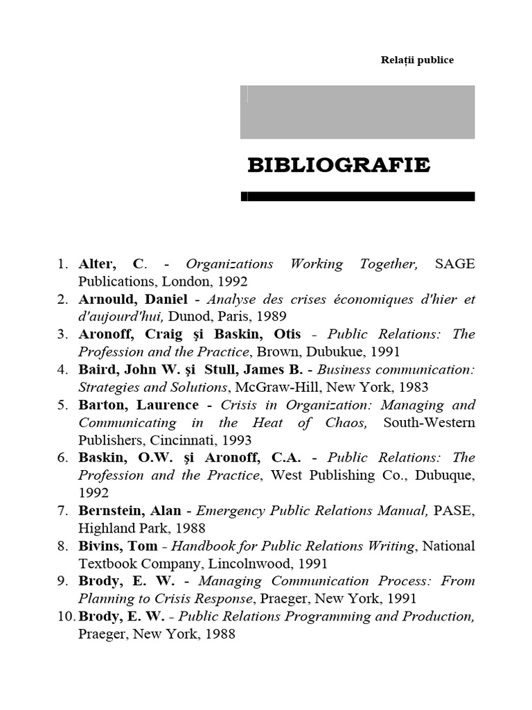 BIBLIOGRAFIE | PDF | Publishing | Communication