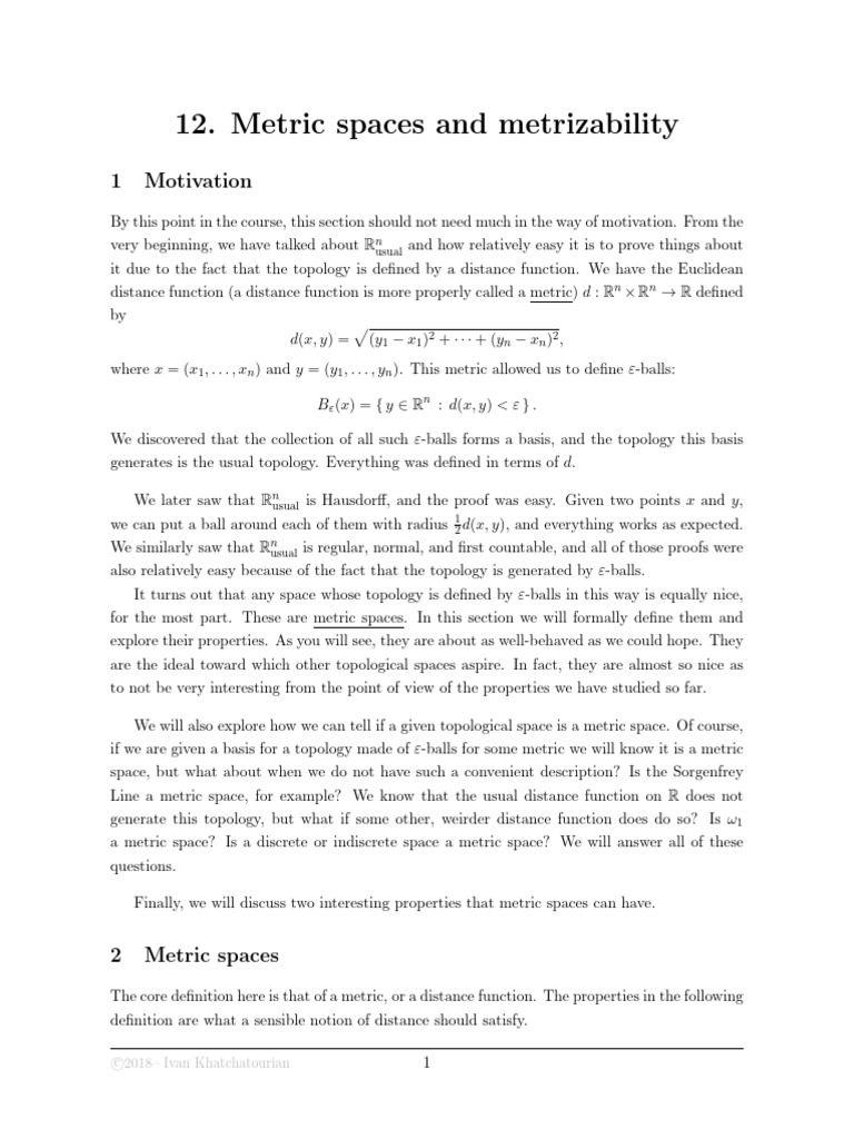 12 Metric | PDF | Mathematical Concepts | Geometry