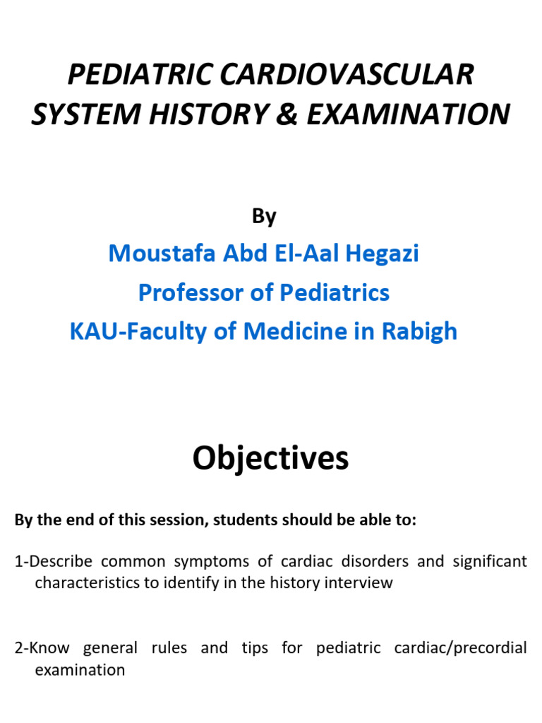 Pediatric Cardiovascular System History & Examination | PDF | Diastole ...