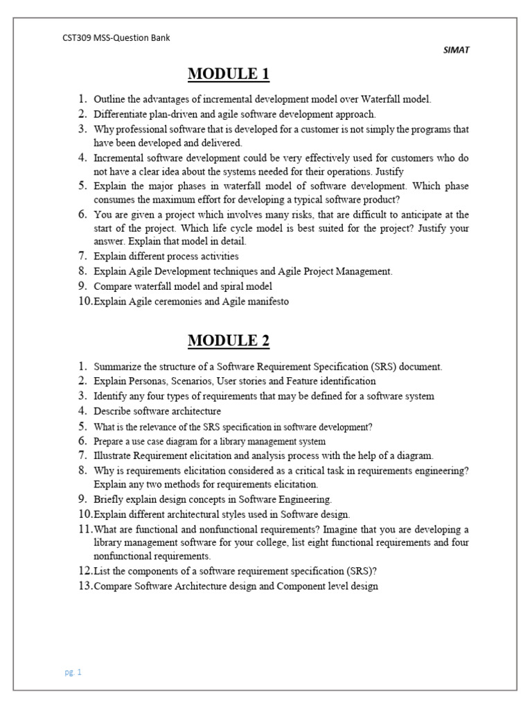 MSS-Question Bank | Download Free PDF | Agile Software Development ...