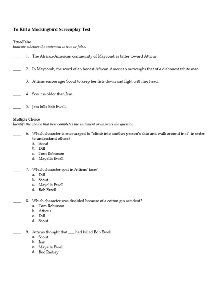 tkam_screenplay_test | PDF | To Kill A Mockingbird tkam_screenplay_test | PDF | To Kill A Mockingbird