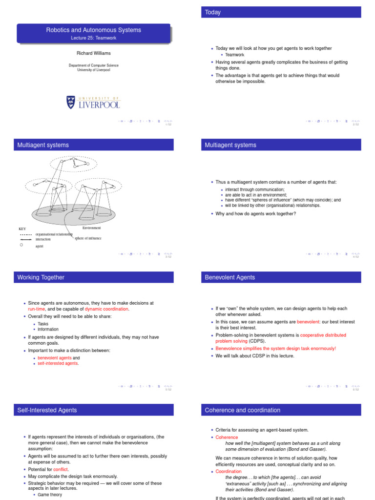 Lect25 4up | PDF | Agent Based Model | Goal