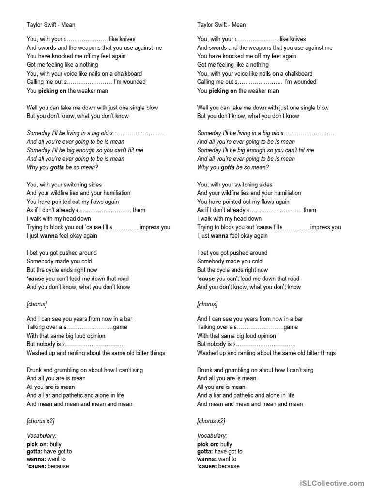 Mean by Taylor Swift | PDF
