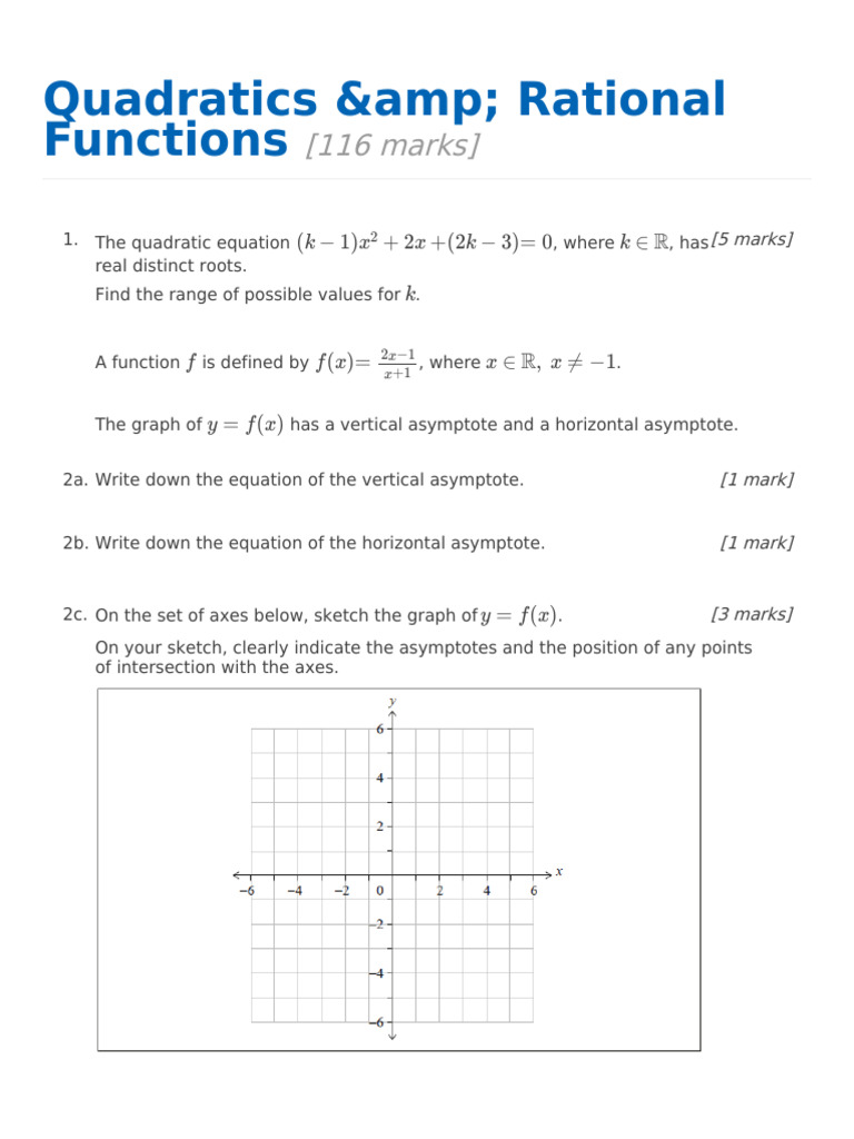 Quadratics___Rational_Functions | PDF | Asymptote | Quadratic Equation