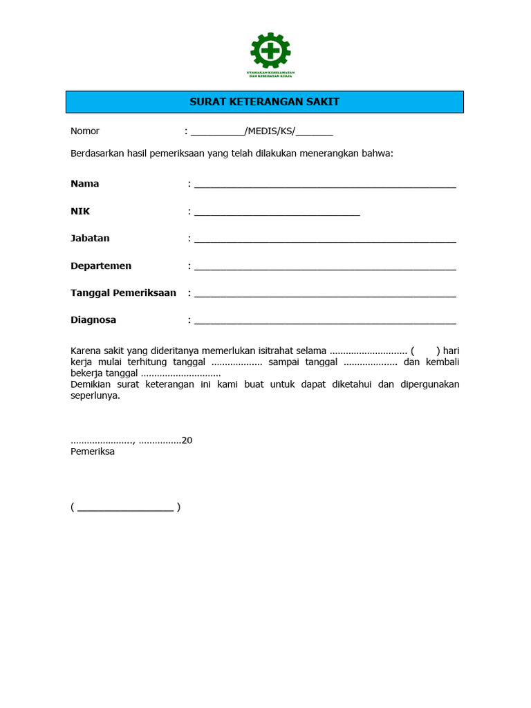 Fm Ks Hse 013 Surat Keterangan Sakit Pdf