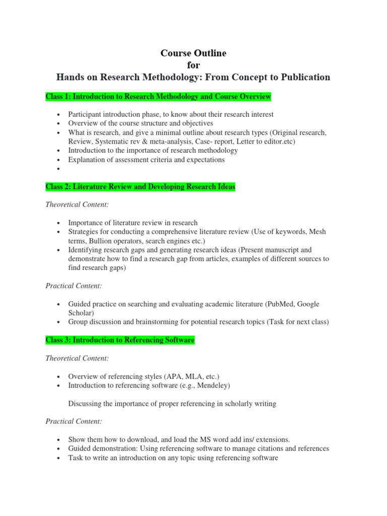 Course Outline | Download Free PDF | Sampling (Statistics) | Survey ...