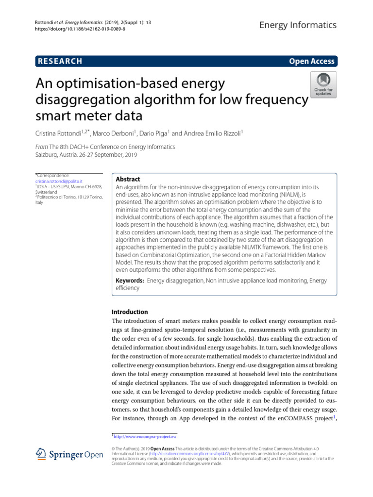 An Optimisation Based Energy Disaggregation Algorithm For Low Frequency Smart Meter Data Pdf 