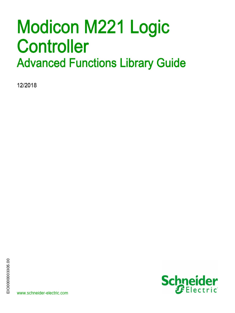 Modicon M221 Logic Controller, Advanced Functions Library Guide | PDF ...