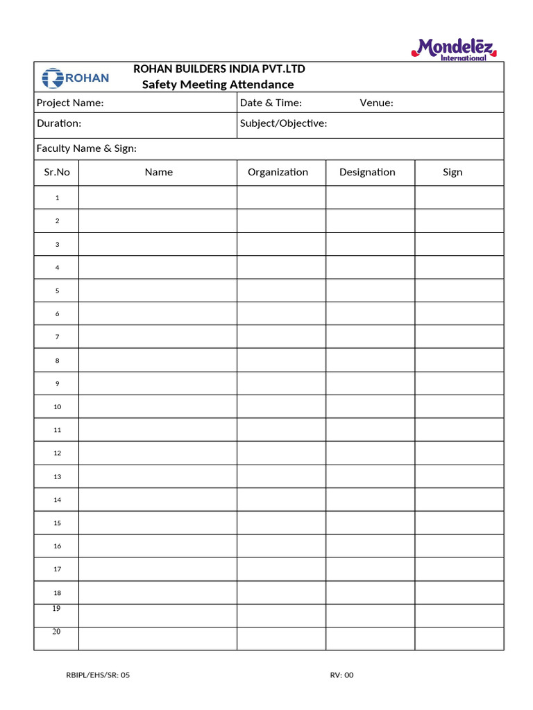 EHS-GF-05 Meeting Attendance Record | PDF