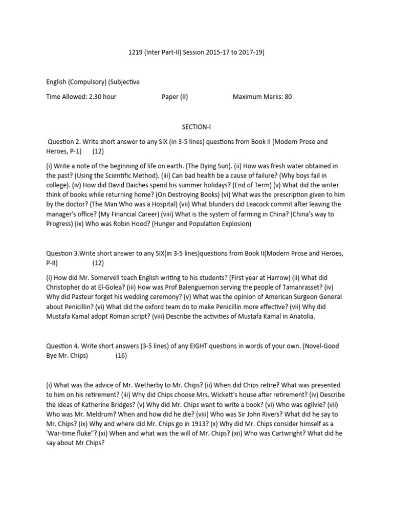 2019 English Compulsory Paper II | PDF