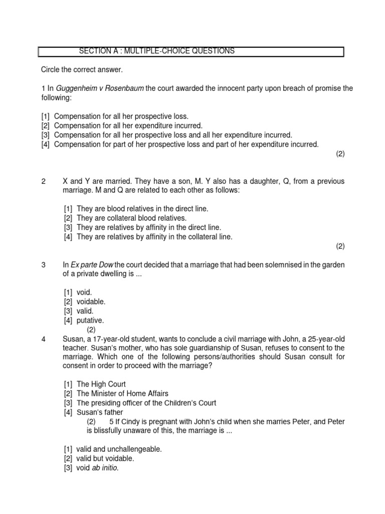 PVL2601 Exam Questions and Answers | PDF | Marriage | Divorce