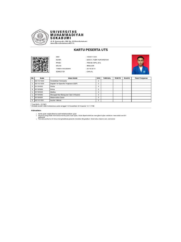 Contoh kartu ujian | PDF