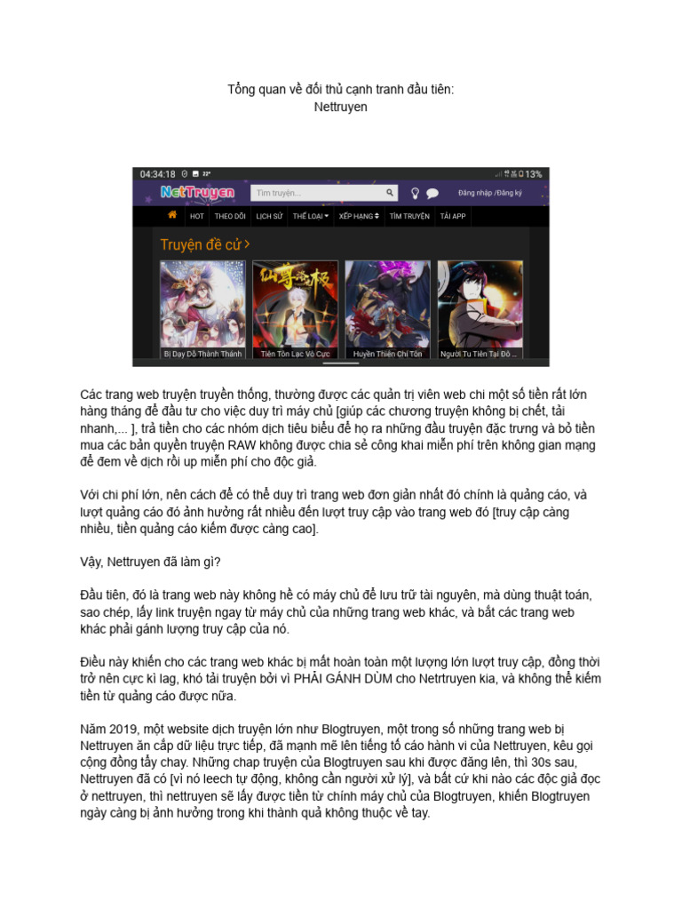 Đề án Soán ngôi Nettruyen | PDF