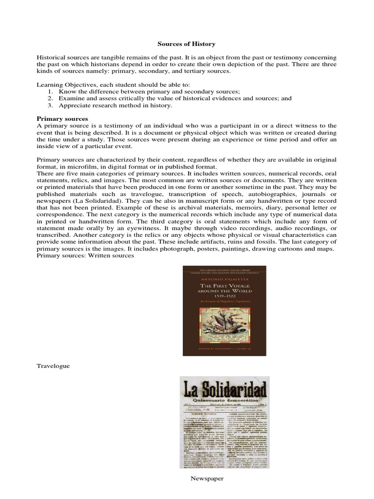 Sources of History | PDF | Primary Sources | Human Communication