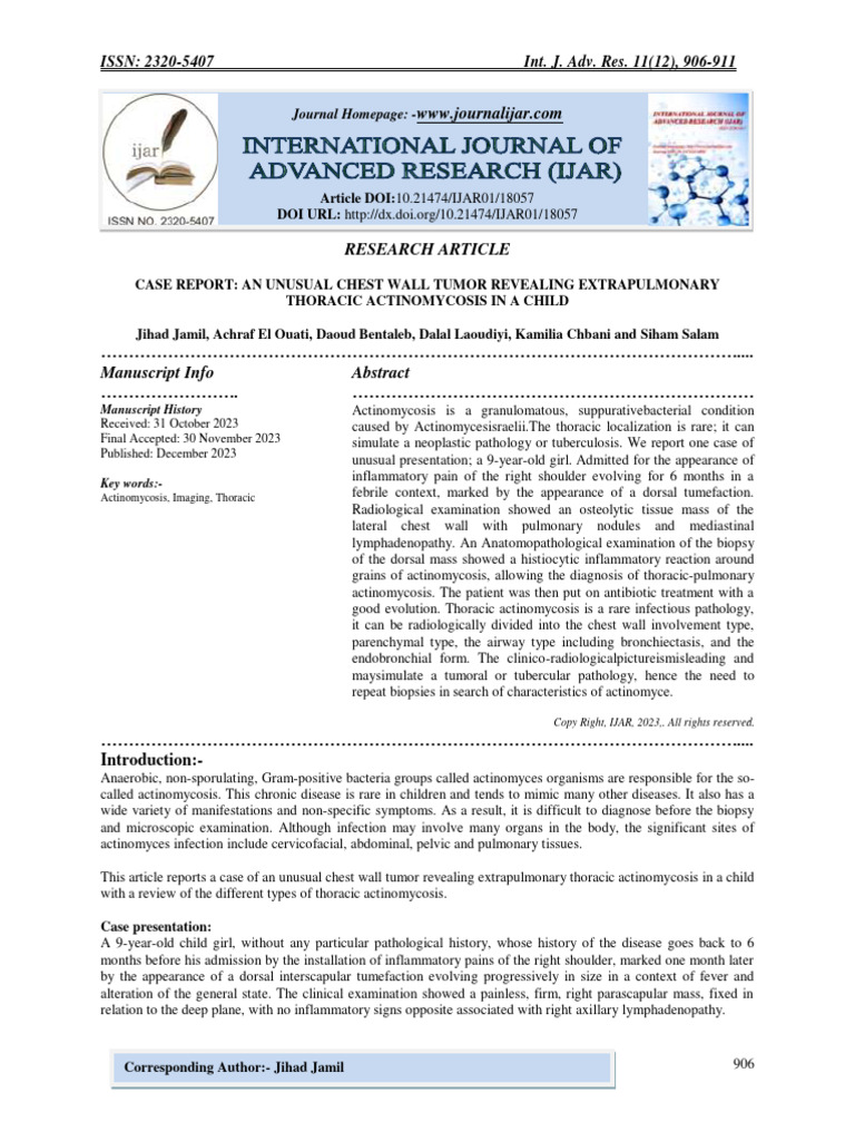 Case Report: An Unusual Chest Wall Tumor Revealing Extrapulmonary ...