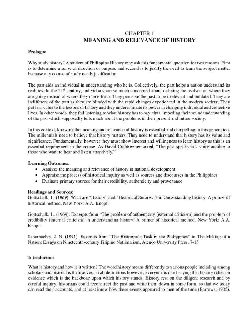 Module 1 - Relevance and Meaning of History | PDF | Philippines ...