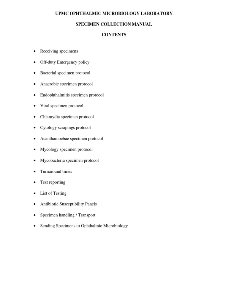Eye Specimen Collection Protocols | PDF | Cytopathology | Ophthalmology