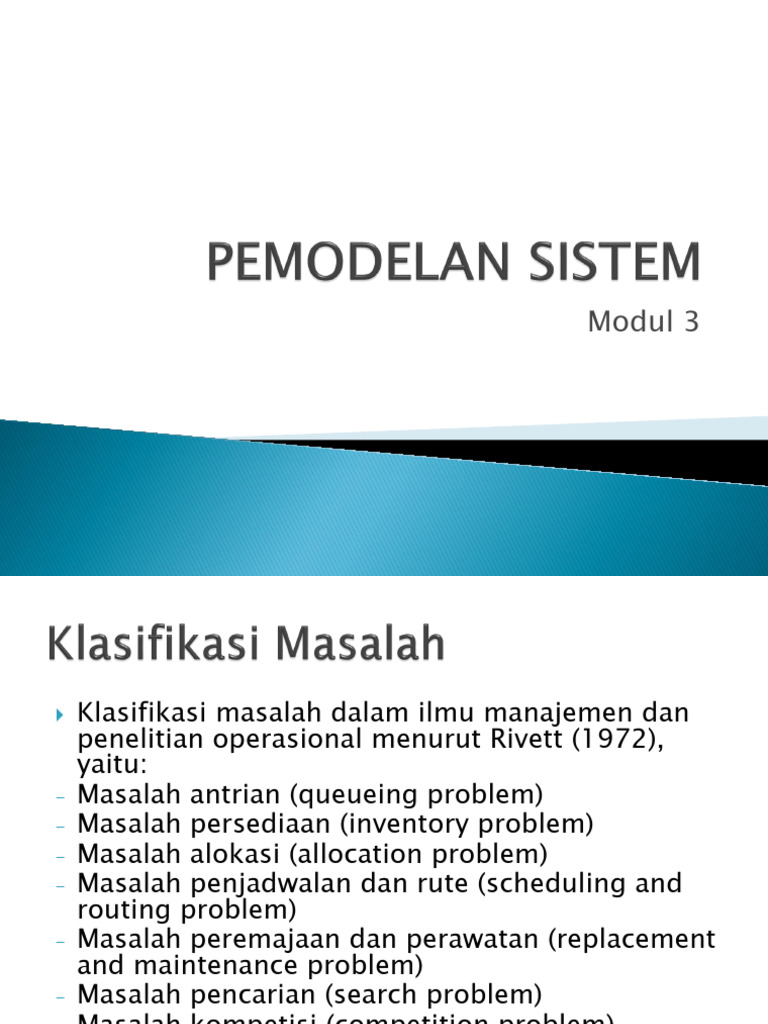Klasifikasi Masalah dan Model Manajemen | PDF