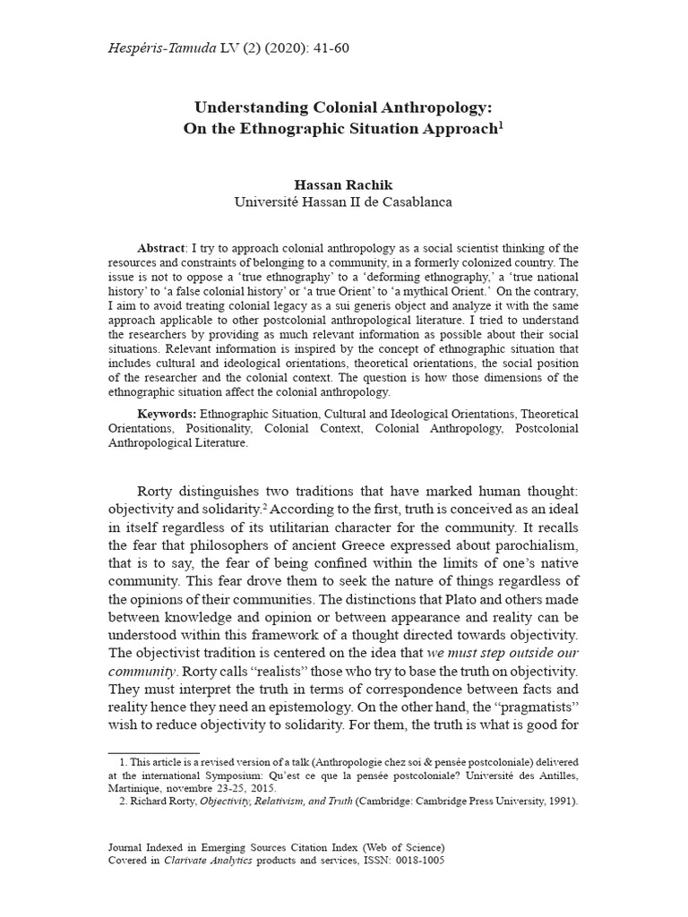 Rachik, Hassan, Understanding - Colonial - Anthropology - On - T | PDF ...