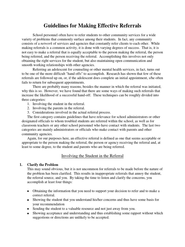 Effective Student Referral Guidelines | PDF | Mental Health | Child ...
