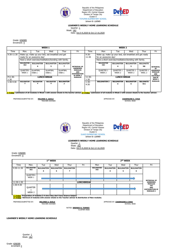 Cantila Kinder Weekly Home Learning New | PDF