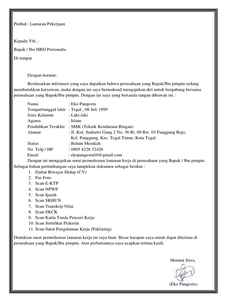 Lamaran CV Eko P - Compressed | PDF