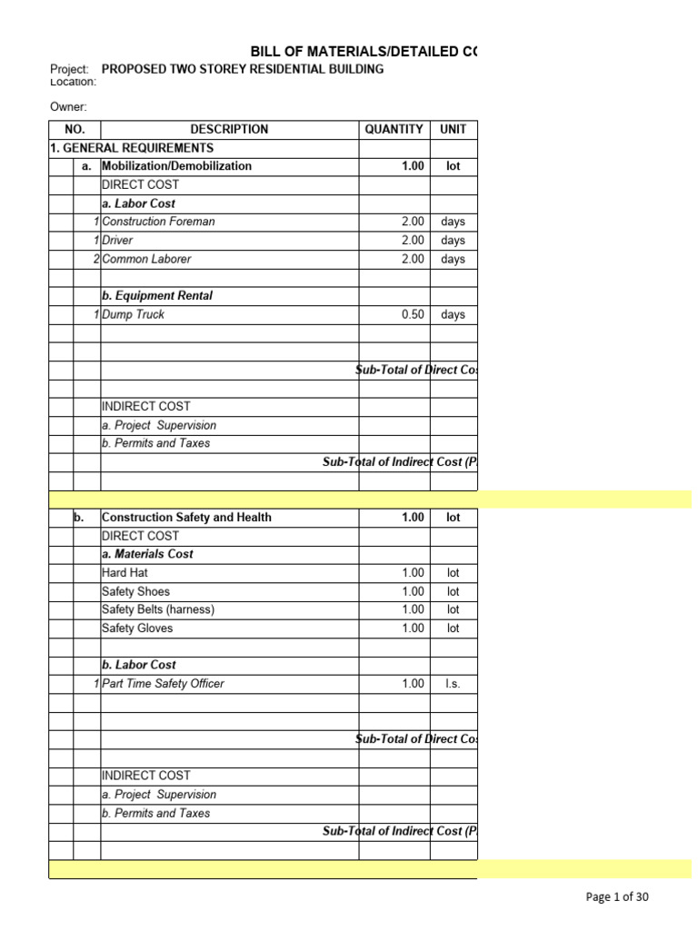 Sample Detailed Cost Estimate | PDF | Plumbing | Masonry Sample Detailed Cost Estimate | PDF | Plumbing | Masonry