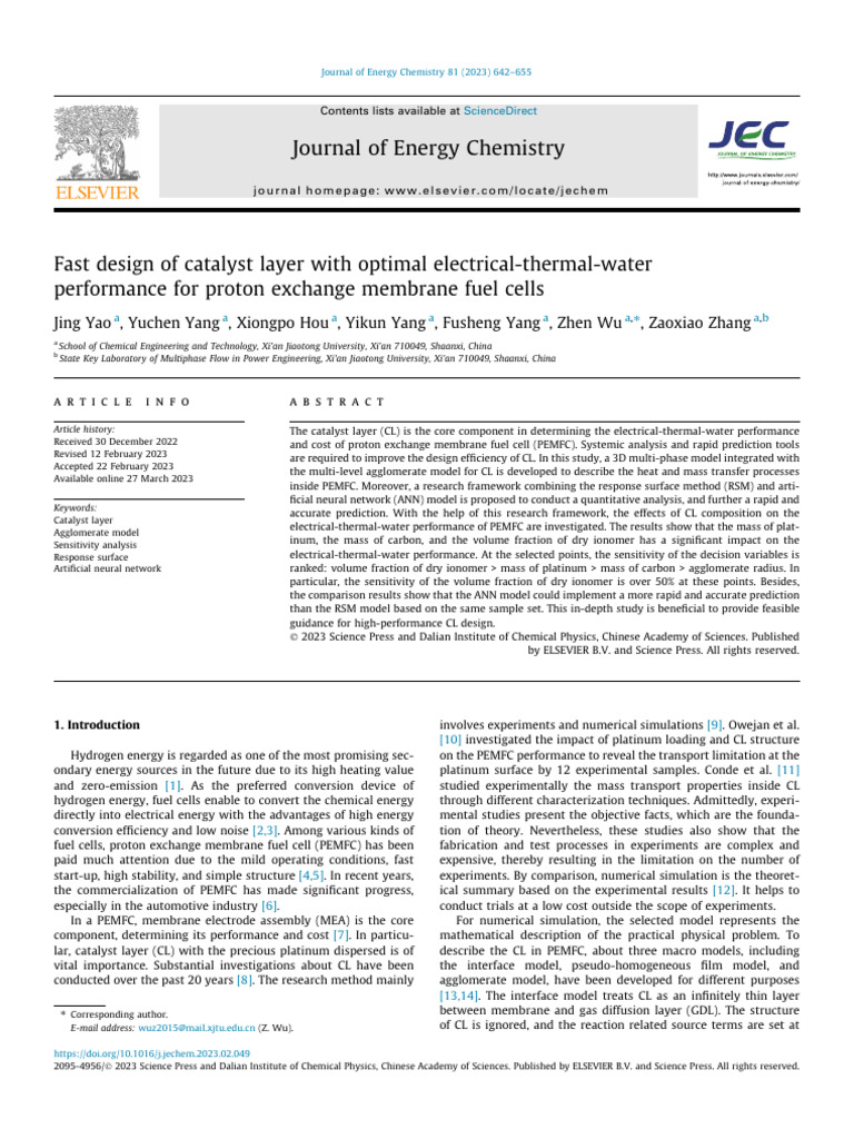 Fast Design of Catalyst Layer With Optimal Electrical-Thermal-Water ... Fast Design of Catalyst Layer With Optimal Electrical-Thermal-Water ...