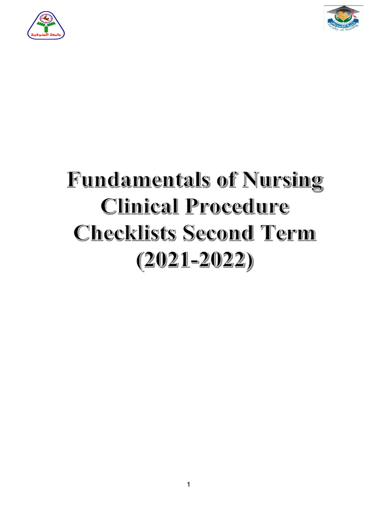 Checklists of Second Term (Modified) Final | PDF | Injection (Medicine) | Intravenous Therapy