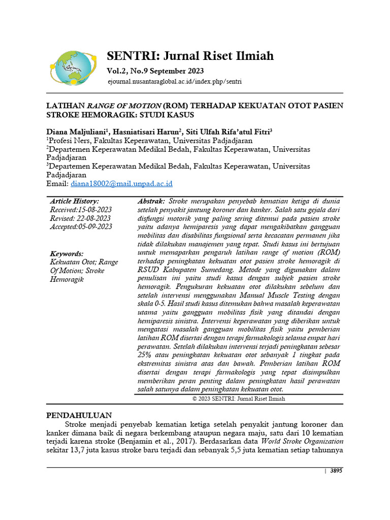 Latihan Range of Motion Rom Terhadap Kekuatan Otot | PDF