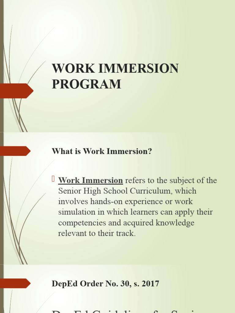 Senior High Work Immersion Guide | PDF | Learning | Curriculum