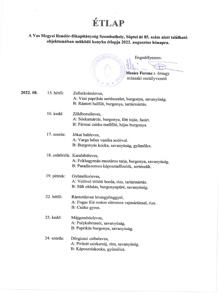 ÉTLAP 2022 Augusztus | PDF
