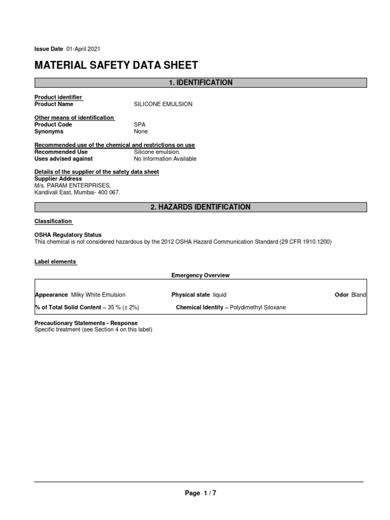 MSDS - Cleaning Agent | PDF | Superfund | Personal Protective Equipment