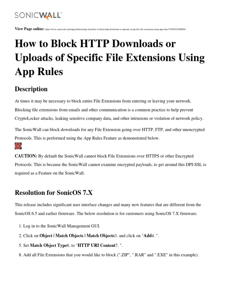 How To Block HTTP Downloads or Uploads of Specific File Extensions Using App Rules | PDF | File ...