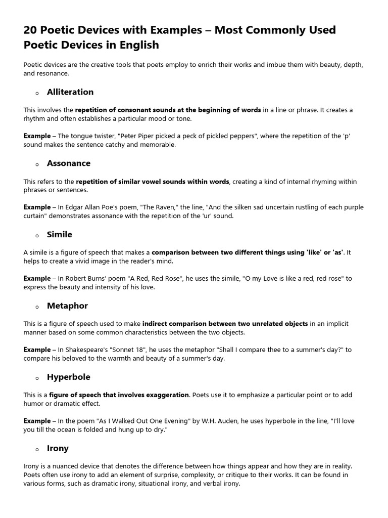 20 Poetic | PDF | Poetry | Irony